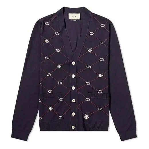 Gucci Gg Jacquard And Bee Cardigan