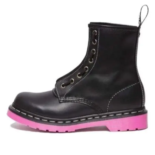 Dr. Martens 1460 Wanama Leather Jungle Zip Boots - Black/pink
