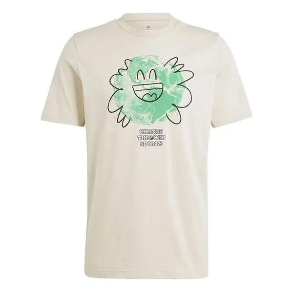 Adidas Change Through Sports Earth T-shirt Asia Sizing 'beige Green - Beige/green