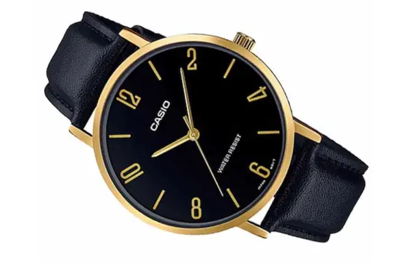 Casio Quartz Analog Watch With Leather Strap
