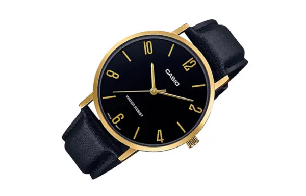 Casio Quartz Analog Watch With Leather Strap