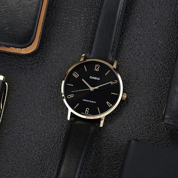 Casio Quartz Analog Watch With Leather Strap