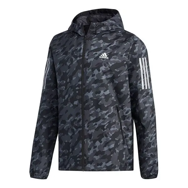 Adidas Camouflage Windproof Hooded Jacket - Black
