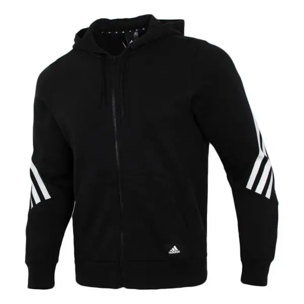 Adidas Three Stripe Knit Hooded Jacket - Multi-color
