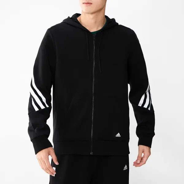Adidas Three Stripe Knit Hooded Jacket