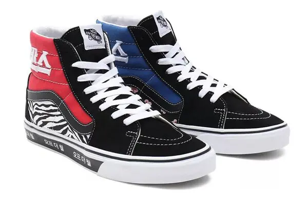 VANS Sk8-hi Korean Typography Sneakers - Black/red/blue