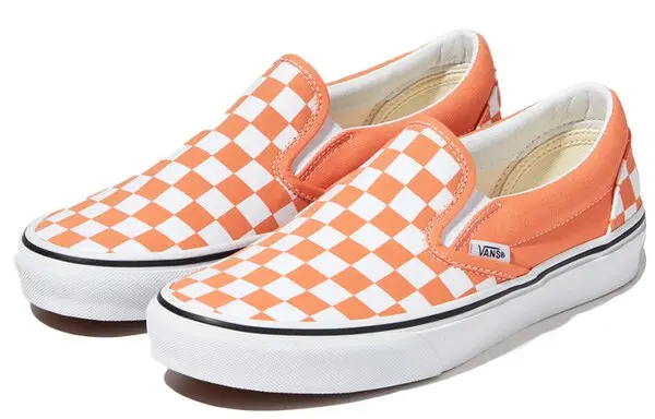 VANS Checkerboard Slip-on Sneakers - Orange/white