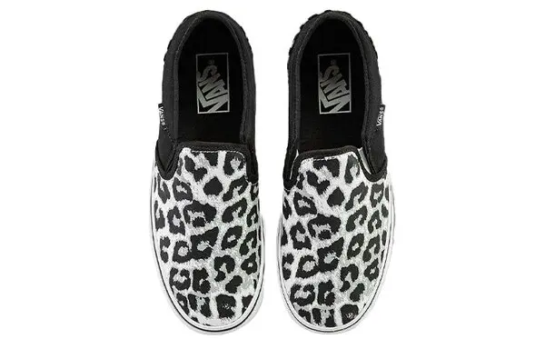 VANS Asher Leopard Print Slip-on Sneakers - Black