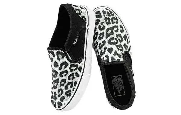VANS Asher Leopard Print Slip-on Sneakers - Black