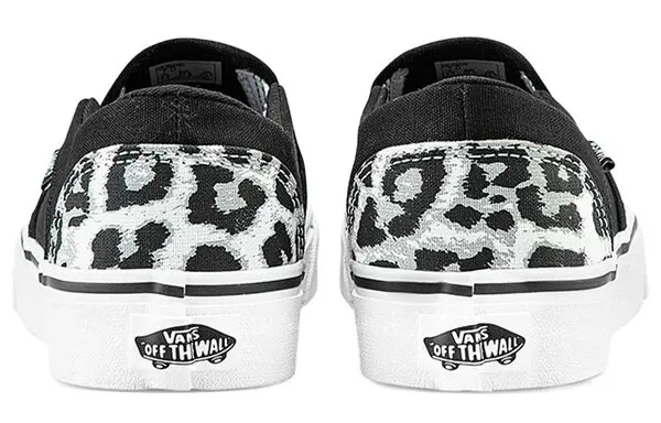 VANS Asher Leopard Print Slip-on Sneakers - Black