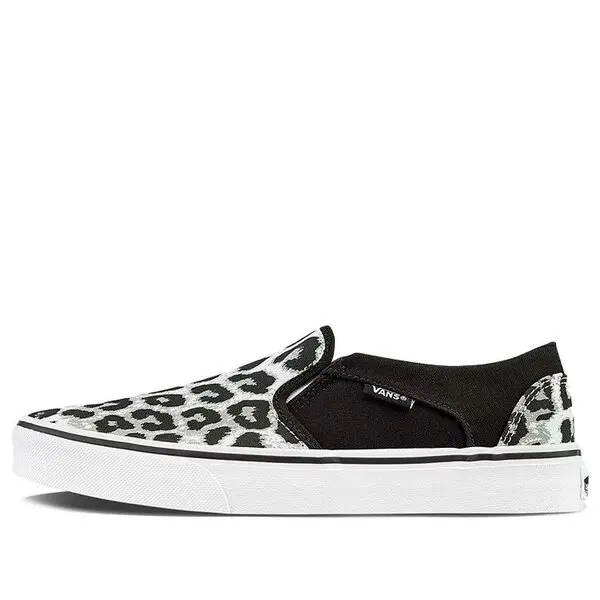 VANS Asher Leopard Print Slip-on Sneakers - Black