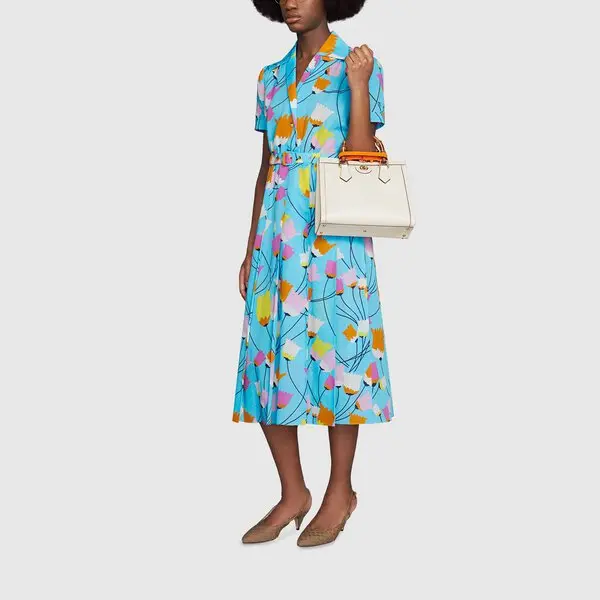 Gucci Tulip Print Pleated Dress