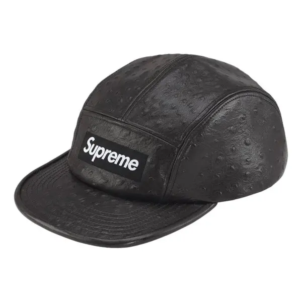 Supreme Ss26 Ostrich Embossed Leather Gore-tex Camp Cap - Black