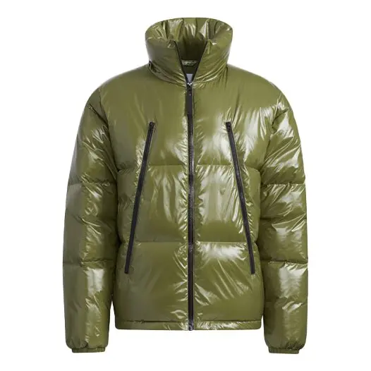Adidas Originals Stand Collar Solid Color Sports Down Jacket Green - Default Color