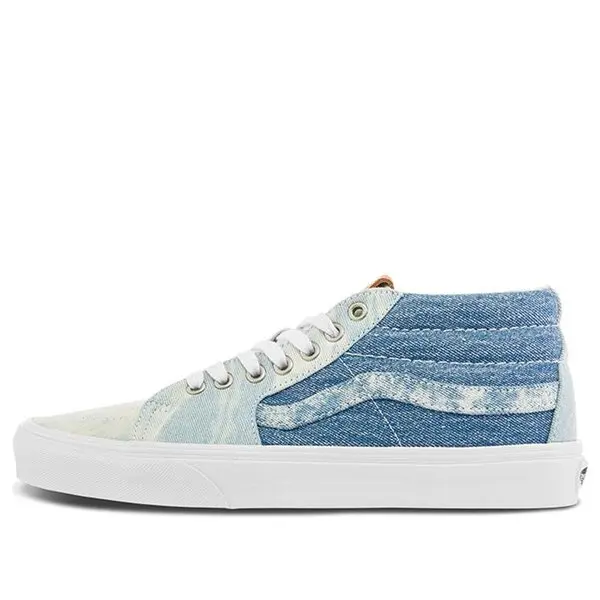 VANS Sk8-mid Washed Denim Sneakers - White/blue