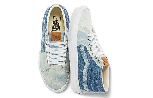 VANS Sk8-mid Washed Denim Sneakers - White/blue