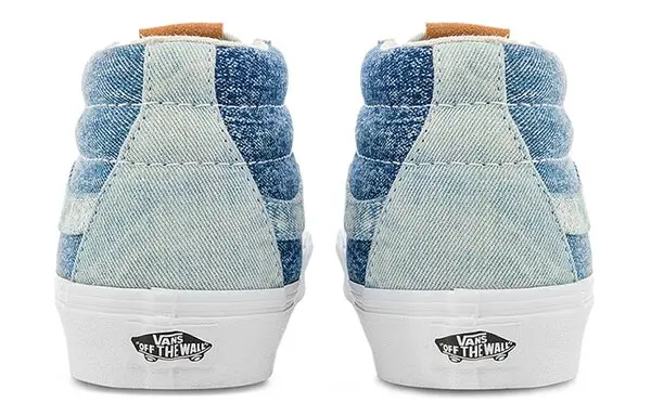 VANS Sk8-mid Washed Denim Sneakers - White/blue