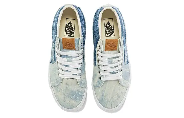 VANS Sk8-mid Washed Denim Sneakers - White/blue