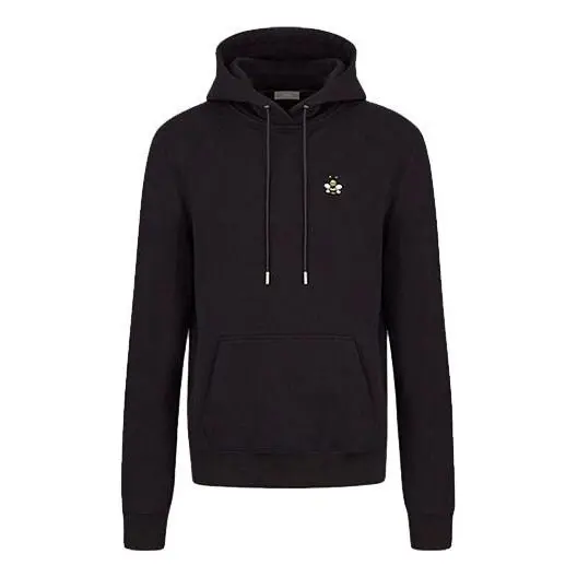Dior X Kaws Crossover Bee Embroidered Hoodie - Black
