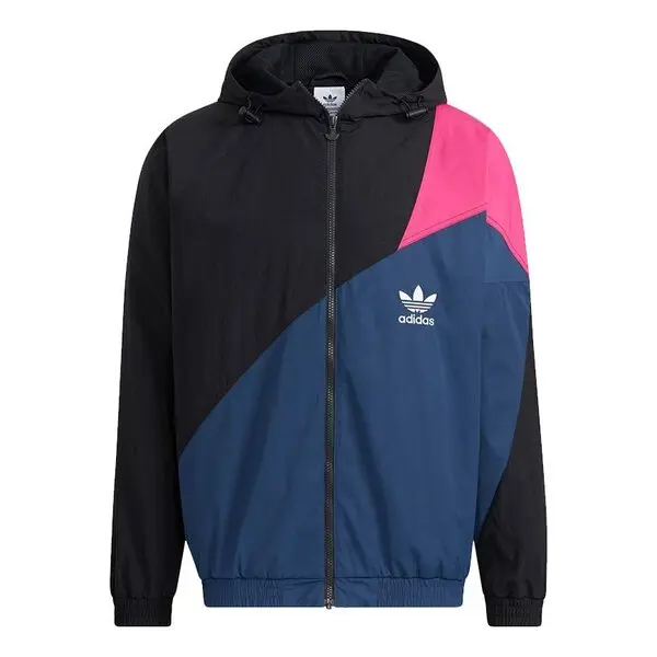 Adidas Originals Ts Wb Logo Printing Colorblock Hooded Track Jacket - Black