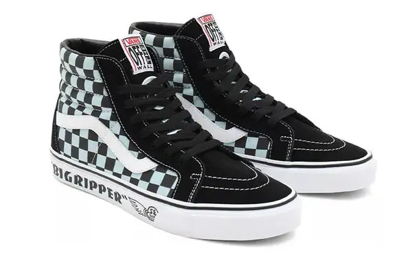 VANS Se Bikes X Sk8-hi Reissue "big Ripper" Black Reflective Checkerboard High Top Sneakers