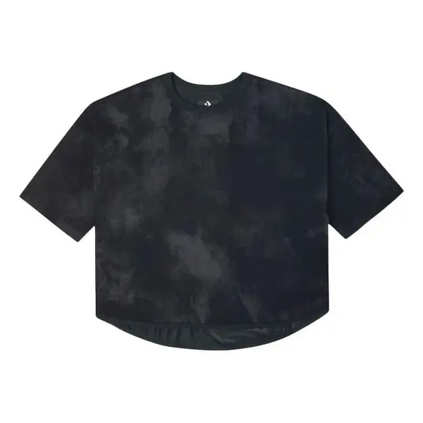 CONVERSE Loose Fit Mesh Short Sleeve Top - Black