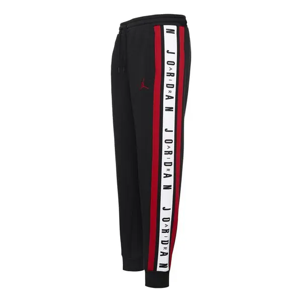 JORDAN Logo Splicing Fleece Lined Stay Warm Bundle Feet Sweatpants Winter - Black