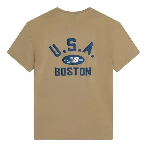 NEW BALANCE Boston T-shirt Asia Sizing 'tan Blue - Tan/blue