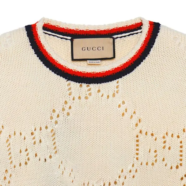 Gucci Perforated Gg Cotton Knit Sweater