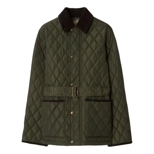 Burberry Quilted Belted Jacket - Green