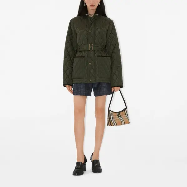 Burberry Quilted Belted Jacket - Green
