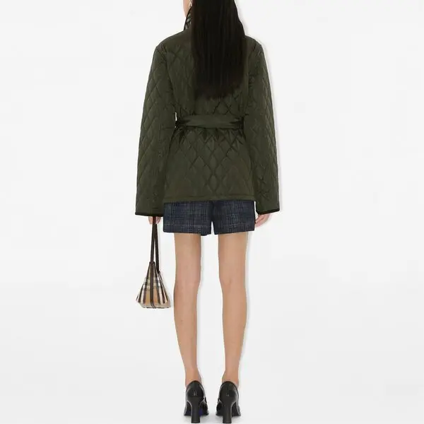 Burberry Quilted Belted Jacket - Green