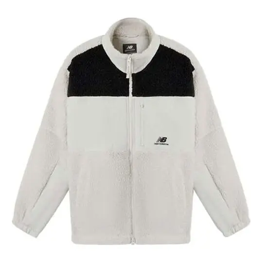 NEW BALANCE Fleece Zip-up Jacket - White/black