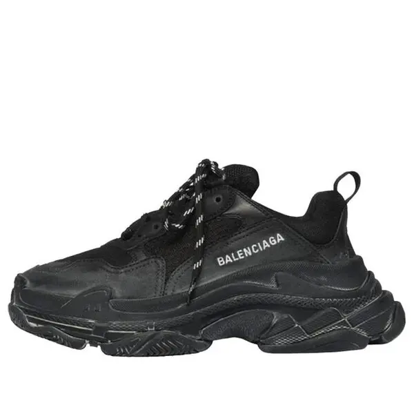 Balenciaga Triple S Distressed Sneakers - Black