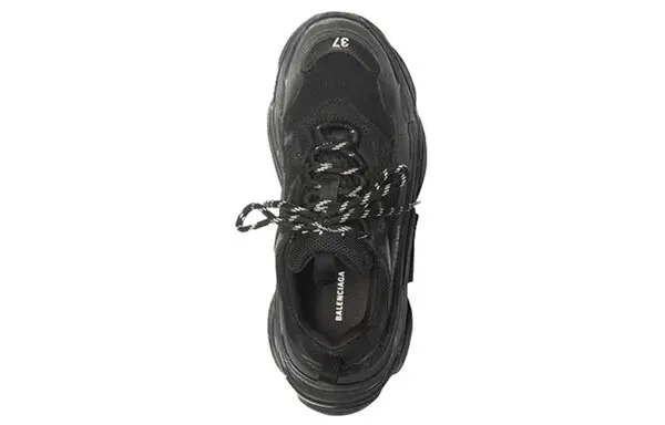 Balenciaga Triple S Distressed Sneakers - Black