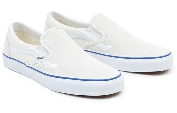 VANS Classic Slip-on Sidestripe Sneakers - White/blue
