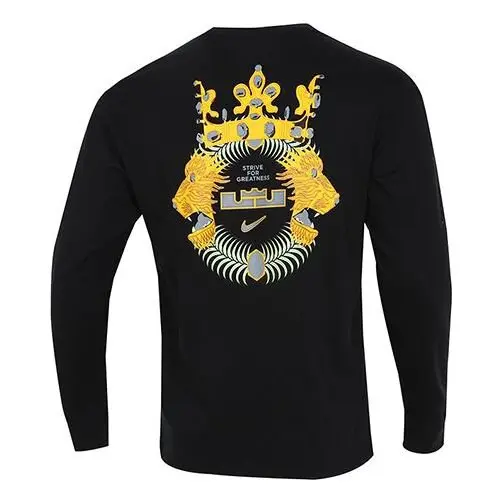 Nike Lbj Nk Lion Ls Max90 Tee Alphabet Printing Sports Round Neck Long Sleeves Black T-shirt - Default Color