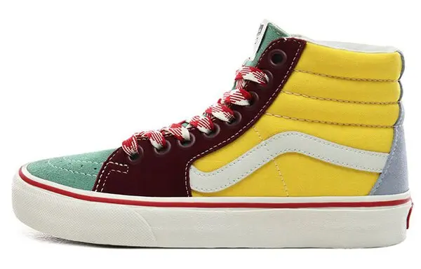 VANS Sk8-hi Color Block Lace Up Sneakers - Yellow/green/red