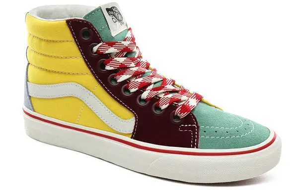 VANS Sk8-hi Color Block Lace Up Sneakers - Yellow/green/red