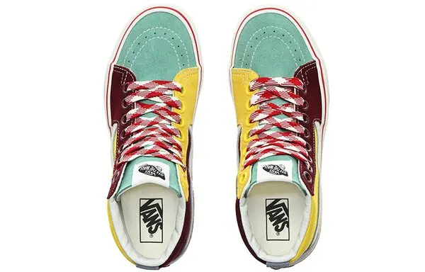 VANS Sk8-hi Color Block Lace Up Sneakers - Yellow/green/red