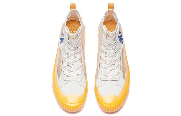 ANTA Canvas High-top Sneakers - White/yellow/blue
