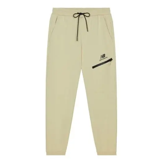NEW BALANCE Logo Print Sweatpants Asia Sizing 'beige Black - Beige/black