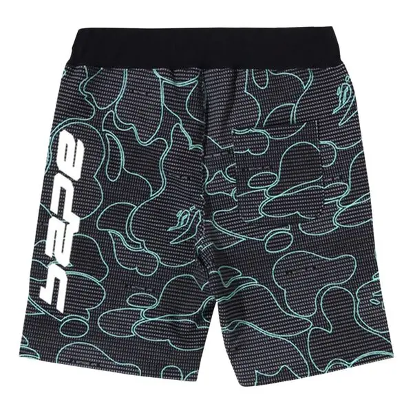 A BATHING APE Text Code Camo Sweat Shorts - Black