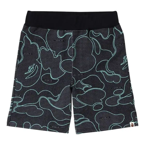 A BATHING APE Text Code Camo Sweat Shorts - Black