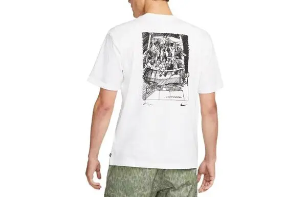 Nike Back Printing Round Neck Pullover Short Sleeve White