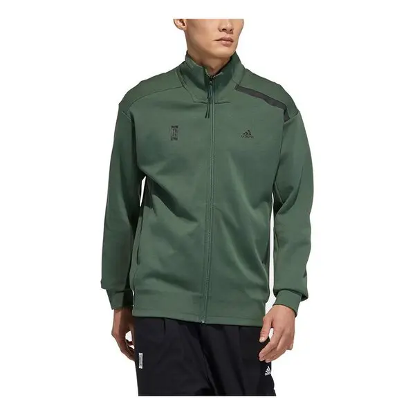Adidas Casual Sports Stand Collar Zip-up Jacket - Green