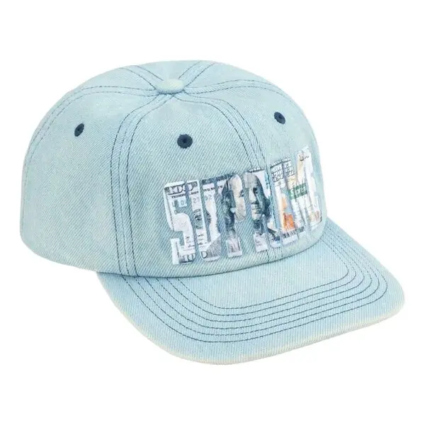 Supreme Ss26 Embroidered Money Logo 6-panel Cap - Denim