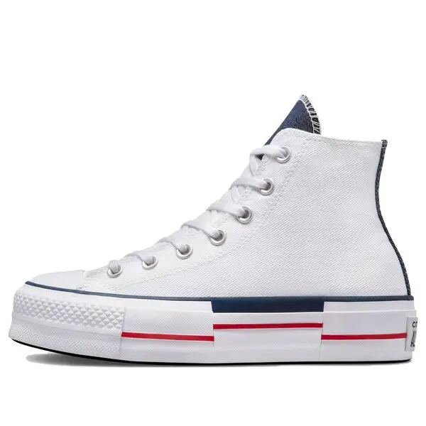 CONVERSE Chuck Taylor All Star Lift Platform Retro Denim High Top Sneakers - White