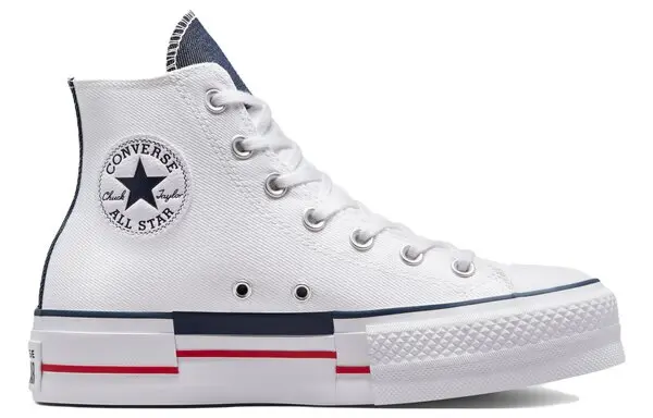 CONVERSE Chuck Taylor All Star Lift Platform Retro Denim High Top Sneakers - White