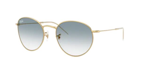 Ray-ban Black Round Frame Sunglasses With Lenses - Clear Gradient Blue